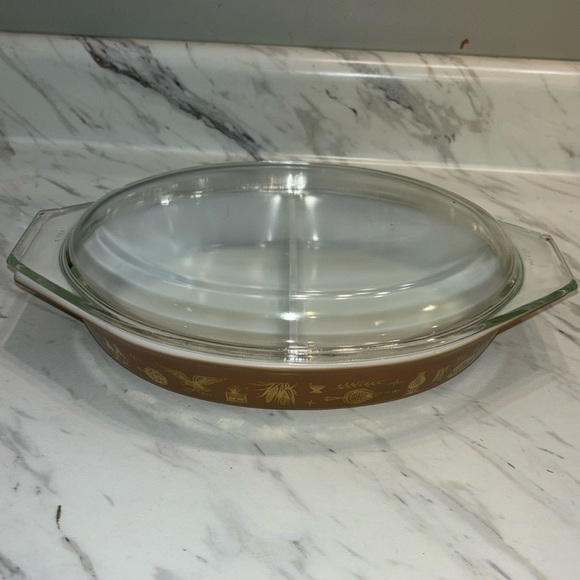 Pyrex | Kitchen | Vintage Pyrex Divided Oval Casserole Dish Early ...